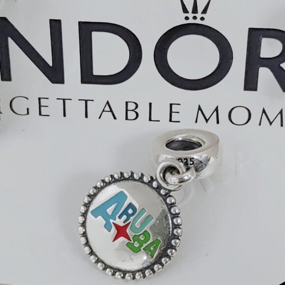 Pandora | Jewelry | Pandora Aruba Flag Exclusive Dangle Charms Bracelet ...
